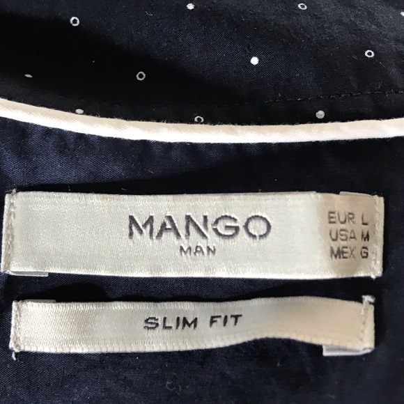 Mango | Shirts | Mango Dark Blue Shirt Wwhite Dots | Poshmark